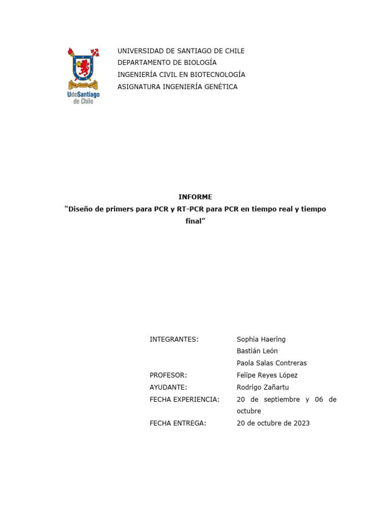 Lab Ing Genetica | Descargar gratis PDF | Reacción en cadena de la polimerasa | Reacción en ...