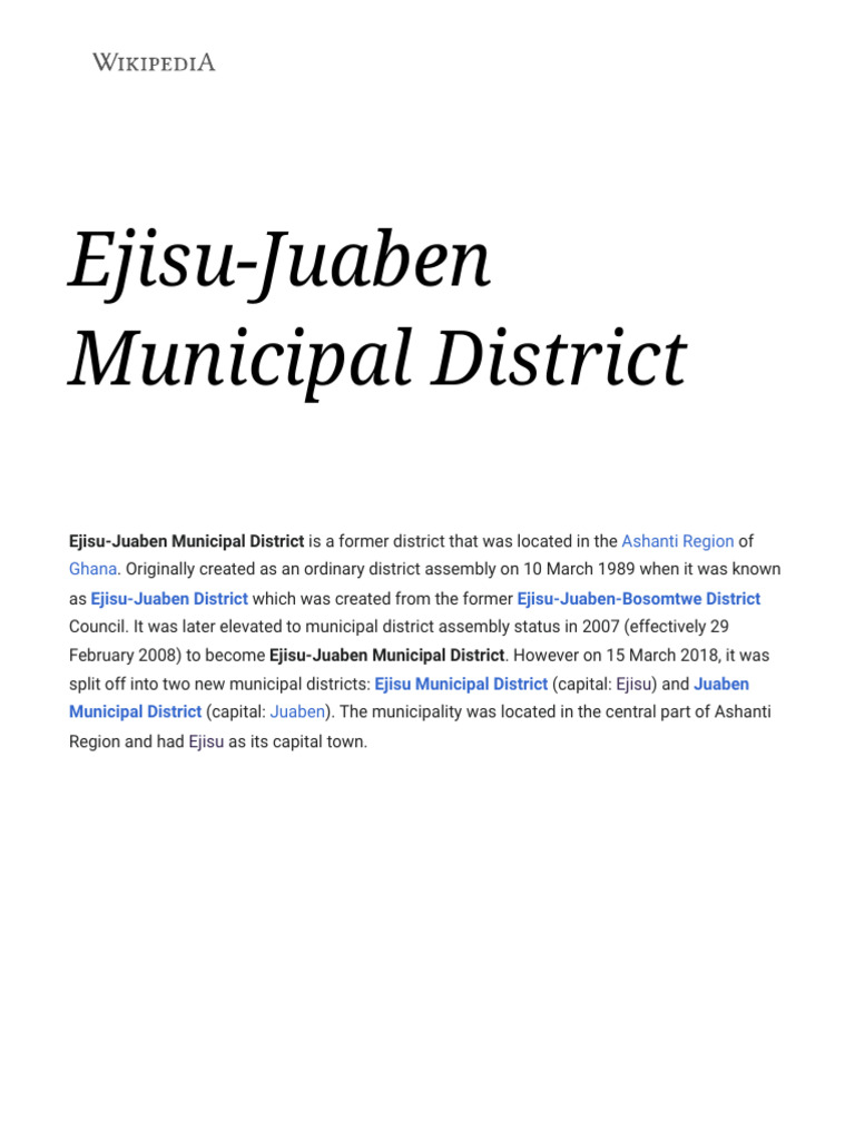 Ejisu-Juaben Municipal District Overview | PDF | Geography | Spacetime