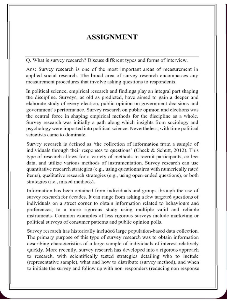 Survey Research Types and Form of Interview | PDF