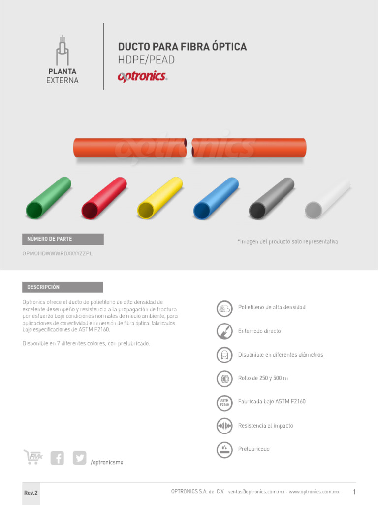 50 Ducto para Fibra Optica HDPE PEAD | PDF | Ciencias fisicas ...