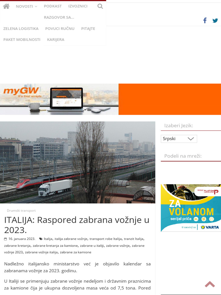 ITALIJA - Raspored Zabrana Vožnje U 2023. | PDF