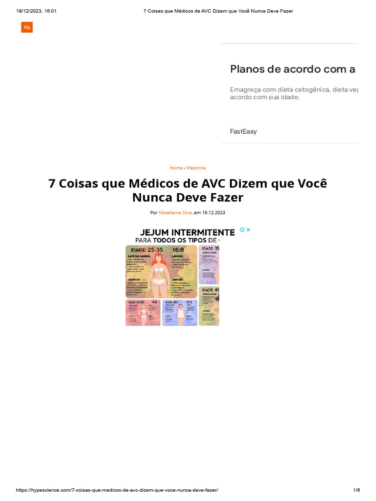 7 Coisas Que Médicos de AVC Dizem Que Você Nunca Deve Fazer | PDF