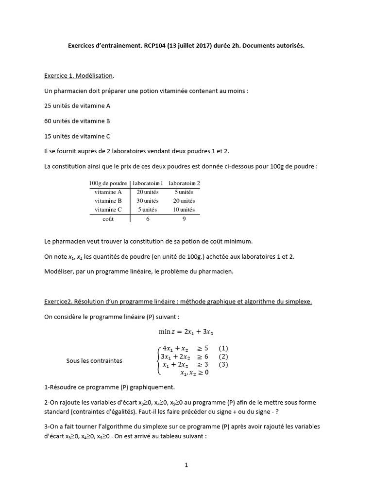 Linear Programming Exercise | PDF
