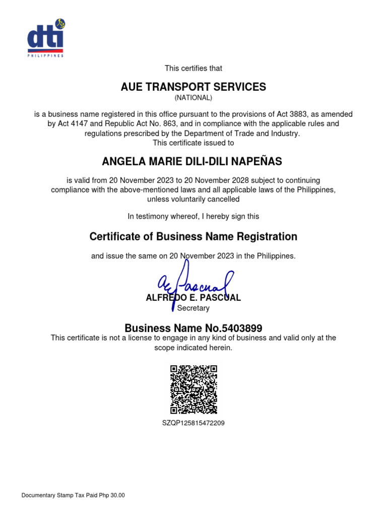DTI-Certificate | PDF