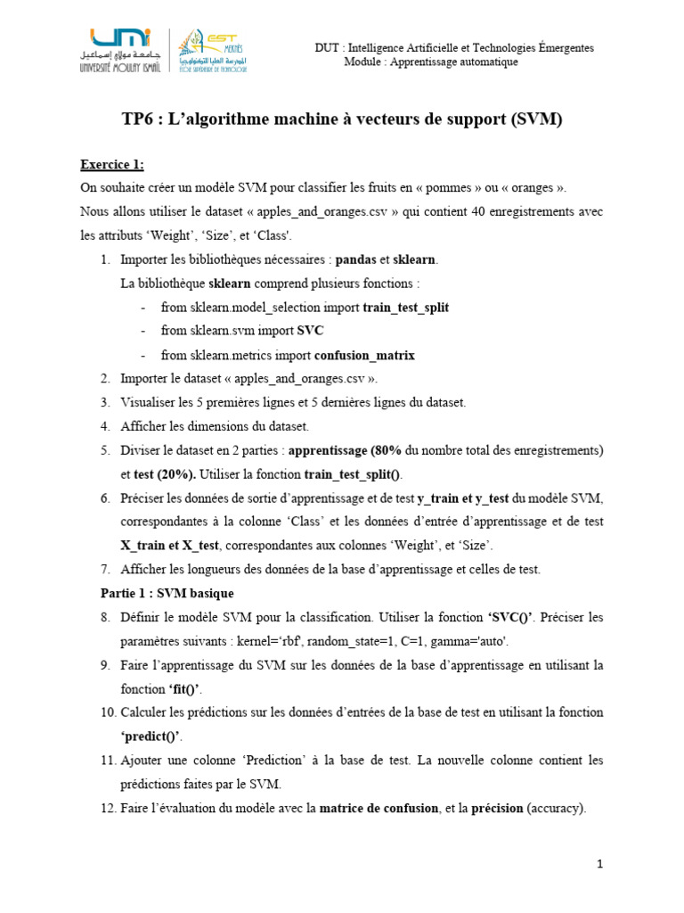 TP6 SVM | PDF | Apprentissage automatique | Machine à vecteurs de support