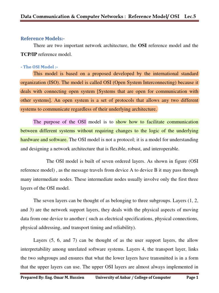 Lec 5 | PDF | Osi Model | Computer Network Lec 5 | PDF | Osi Model | Computer Network