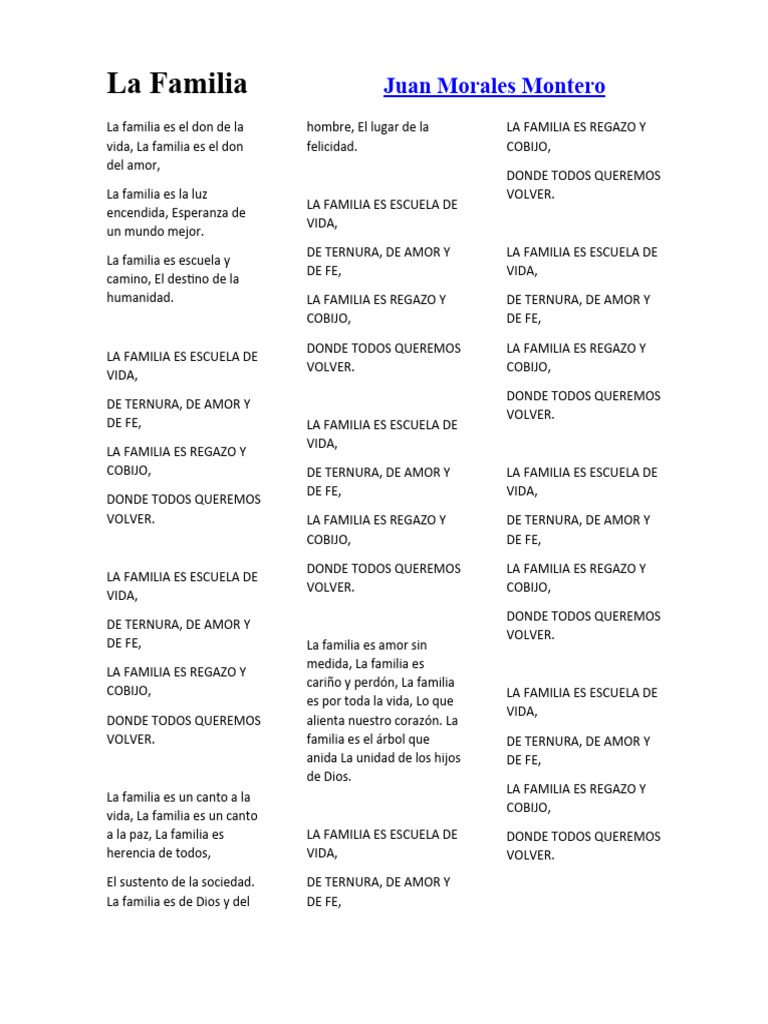 CANTO LA FAMILIA | PDF | Amor | Fe