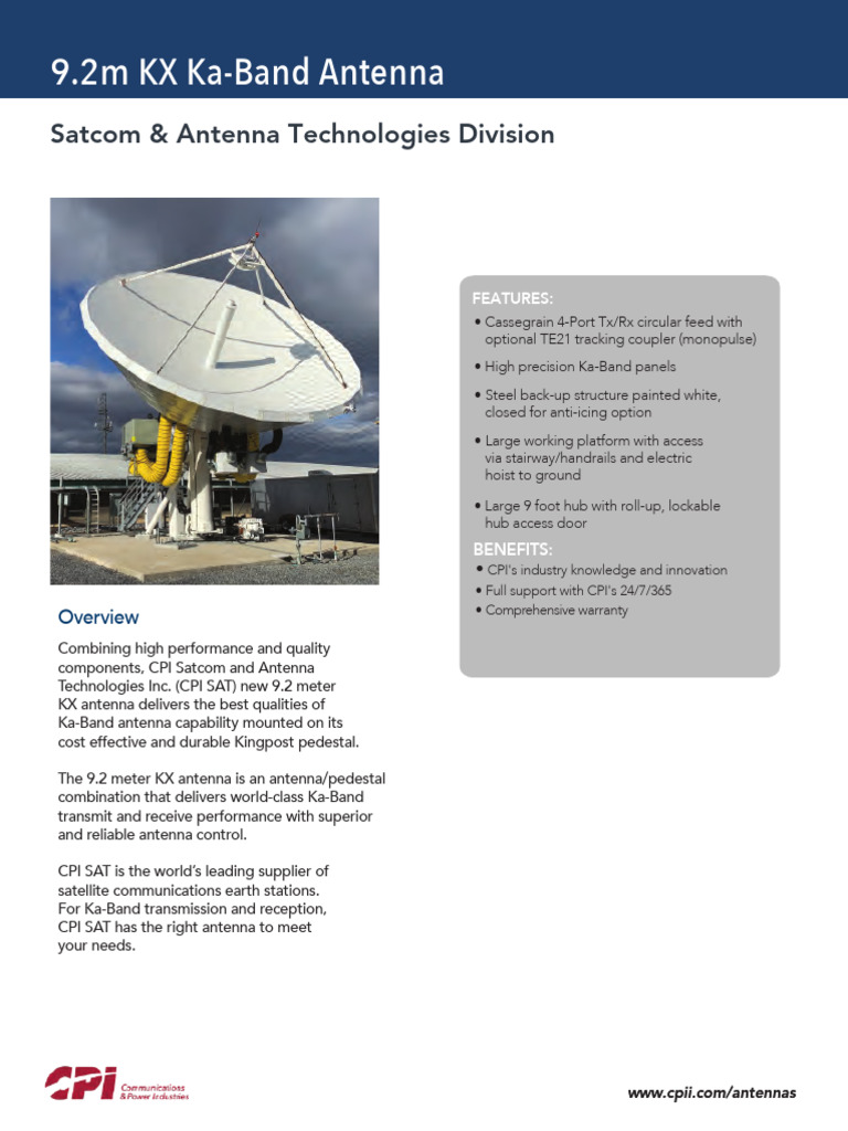 9.2m KX Ka-Band Antenna Overview | PDF | Antenna (Radio ...