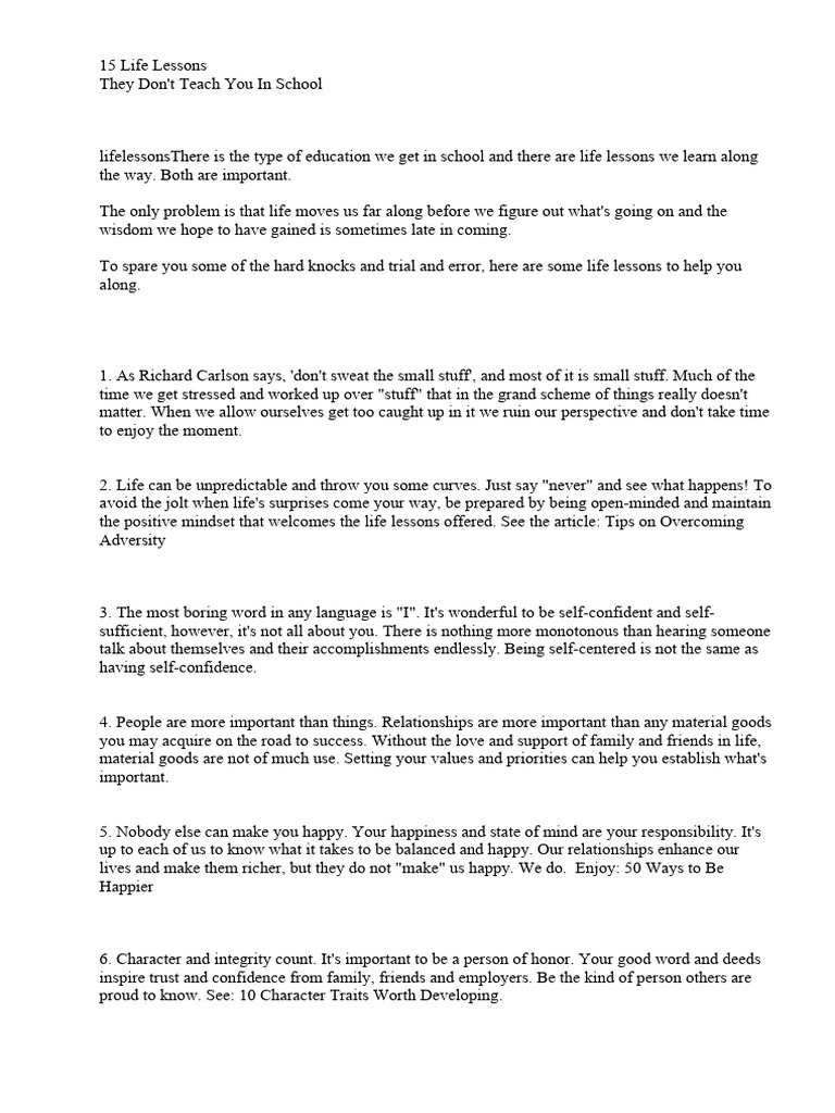 15 Life Lessons | PDF | Destiny | Ralph Waldo Emerson