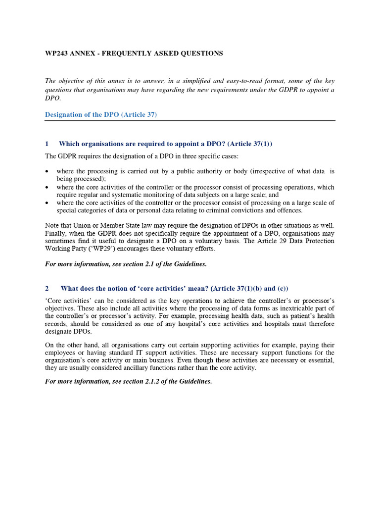DPO Appointment Guidelines under GDPR | PDF | Information | Business