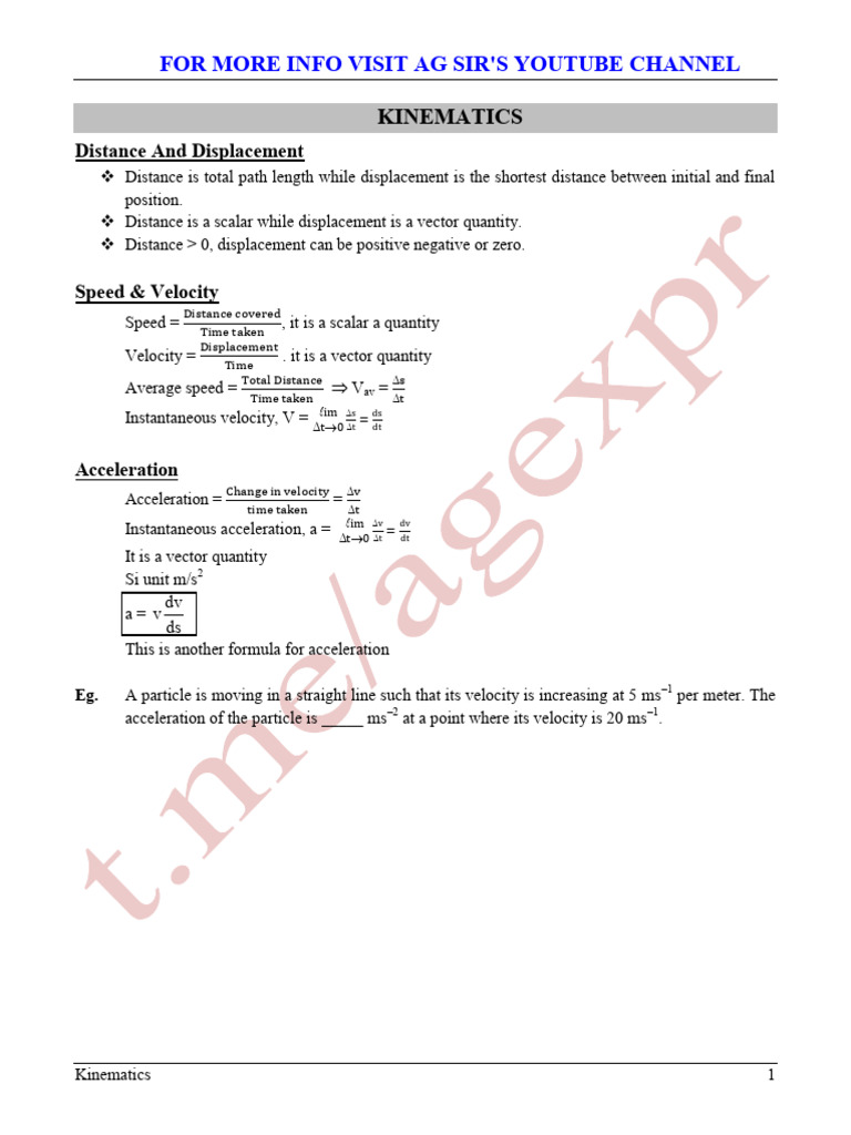 Kinematics L | PDF | Acceleration | Velocity