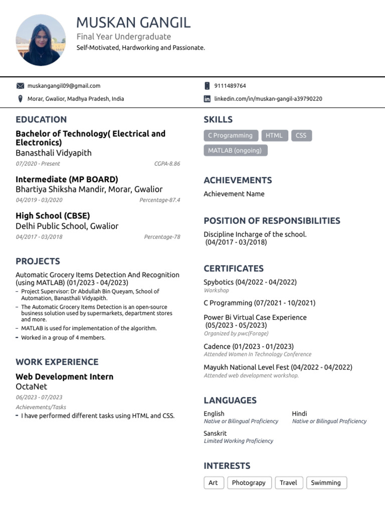 MUSKAN's Resume | PDF | Computing