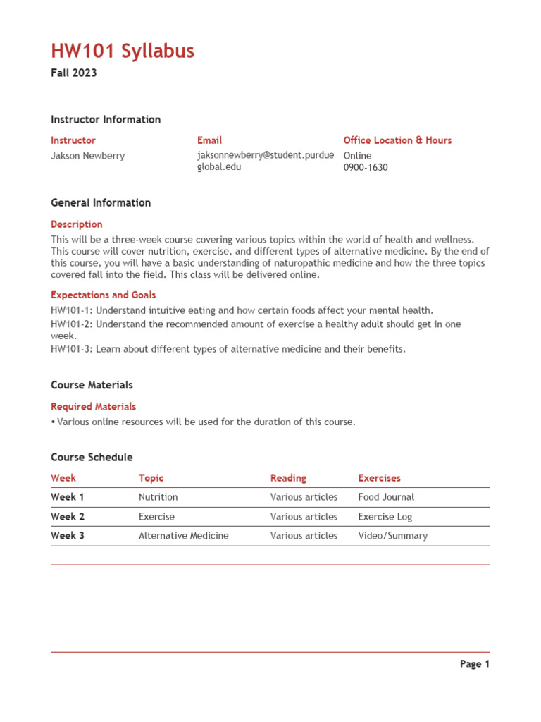 Health & Wellness Online Course | PDF