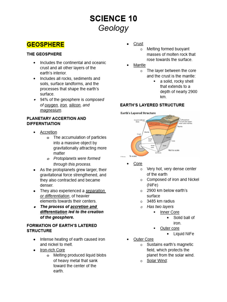 Geology Notes | PDF | Plate Tectonics | Planetary Core