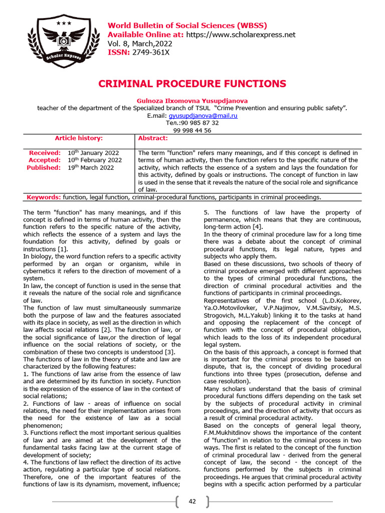 Criminal Procedure Functions | PDF | Prosecutor | Crimes
