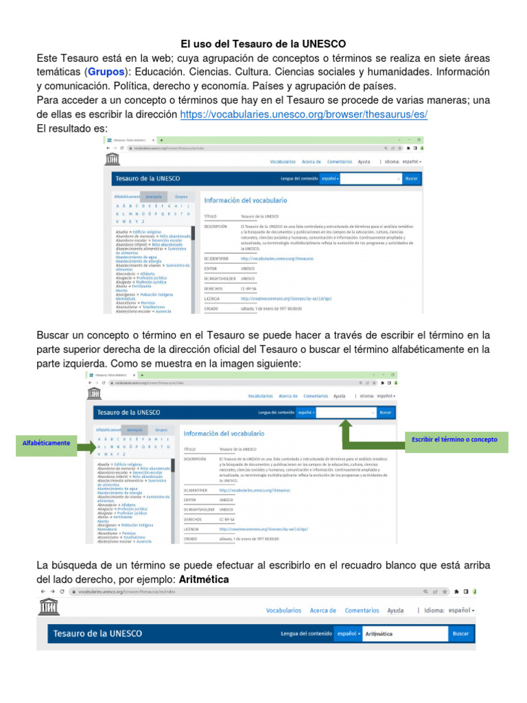 Manual Uso de Tesauro | PDF | Aritmética | Matemáticas