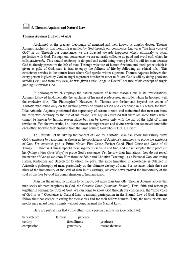Thomas Aquinas: Natural Law & Ethics | PDF | Thomas Aquinas | Reason