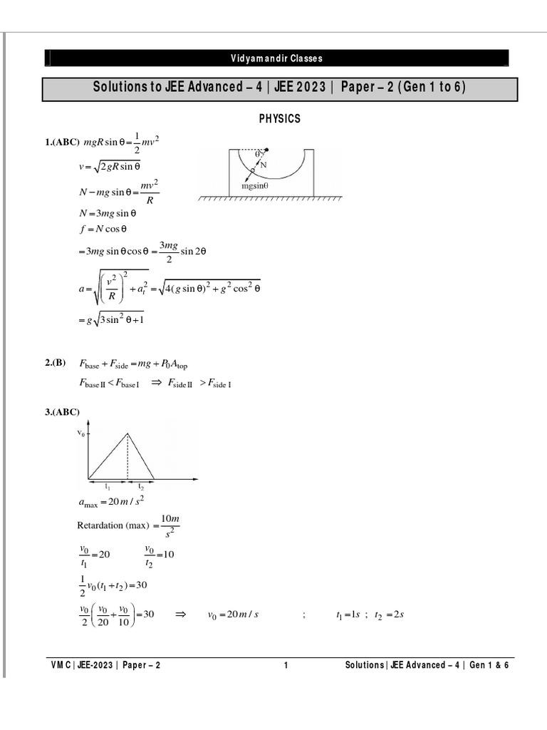 JEE Advanced 2023 Paper 2 Solutions | PDF | Chemistry | Physical Sciences