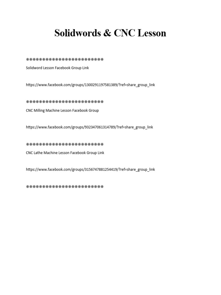 Solidwords & CNC Lesson | PDF