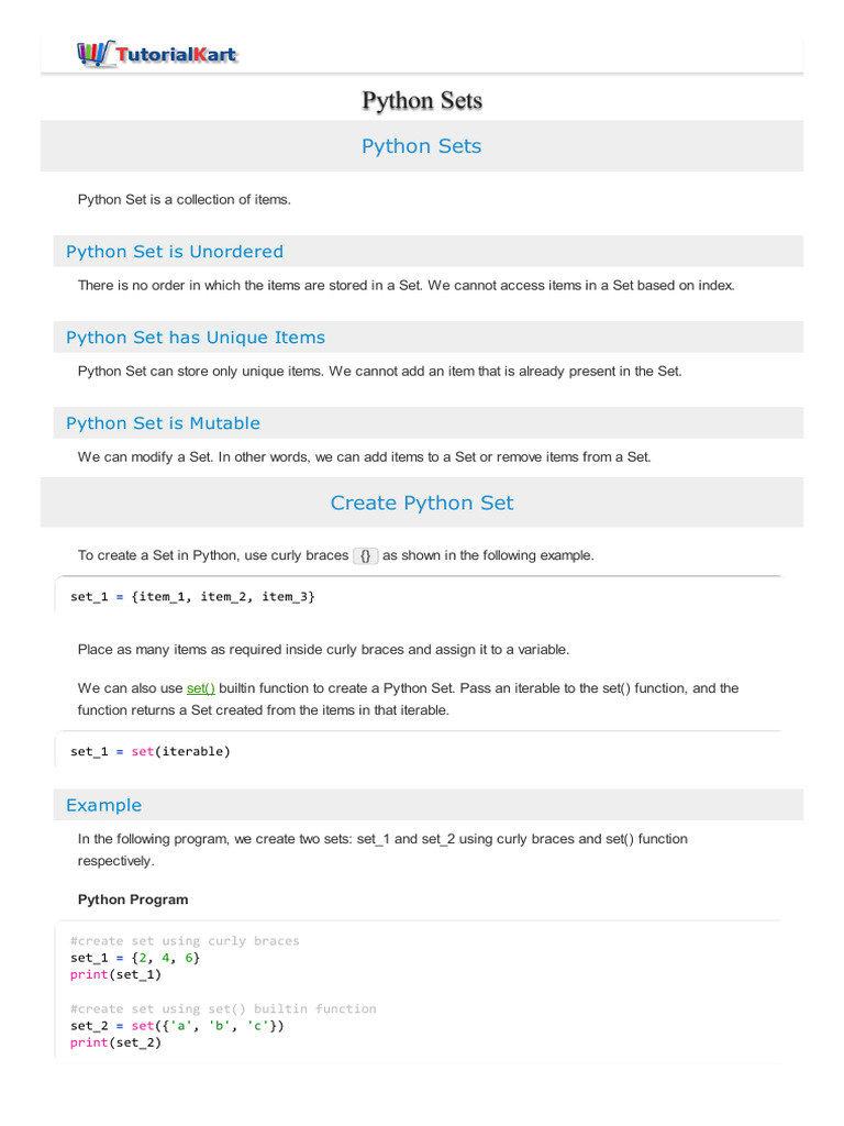 Python Sets Pdf Python Programming Language Function Mathematics 4275