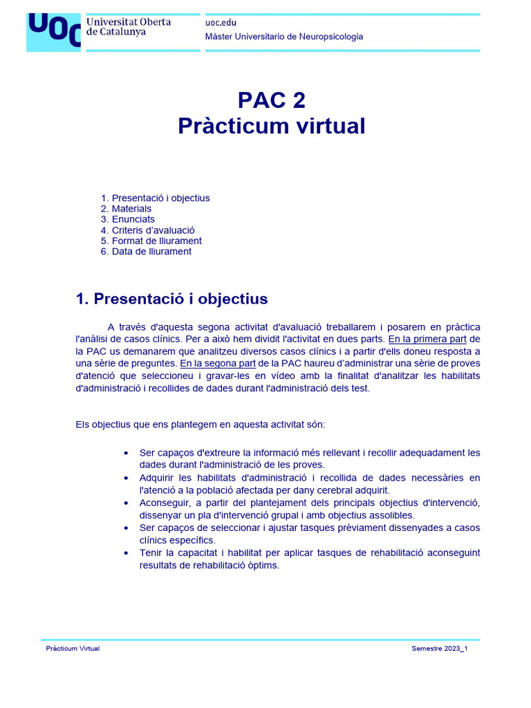 M0.274 Practicum Virtual PAC 2 2023 1 | PDF