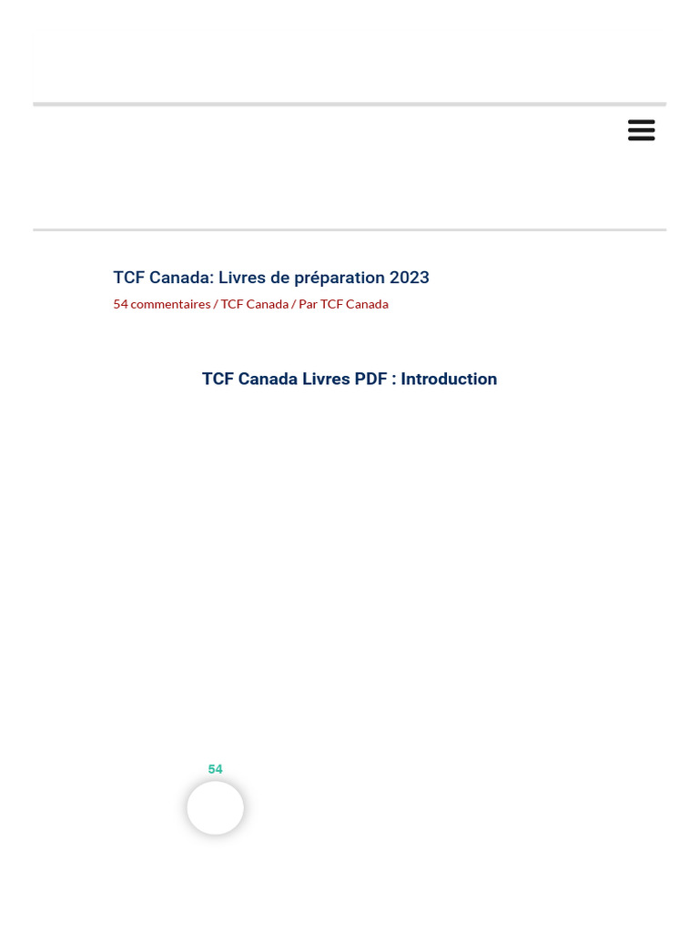 Télécharger TCF Canada Livres de Préparation 2023 | PDF