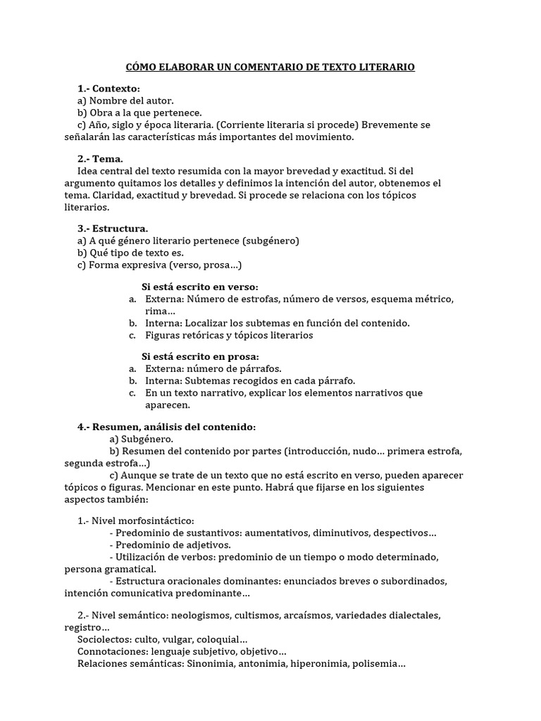 Cómo Hacer Un Comentario de Texto | PDF | Prosa