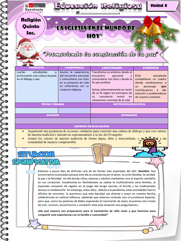 Ficha de Actividad Religion 5to-Semana 1 Uni 8 | PDF