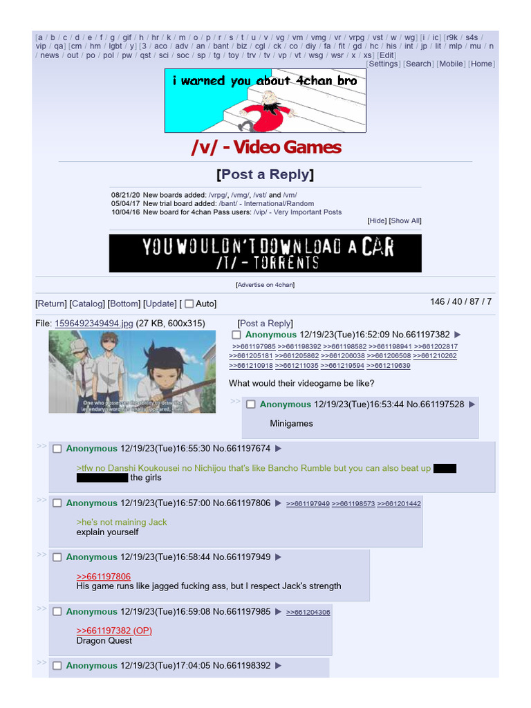 V - What Would Their Videogame Be Like - Video Games - 4chan | PDF