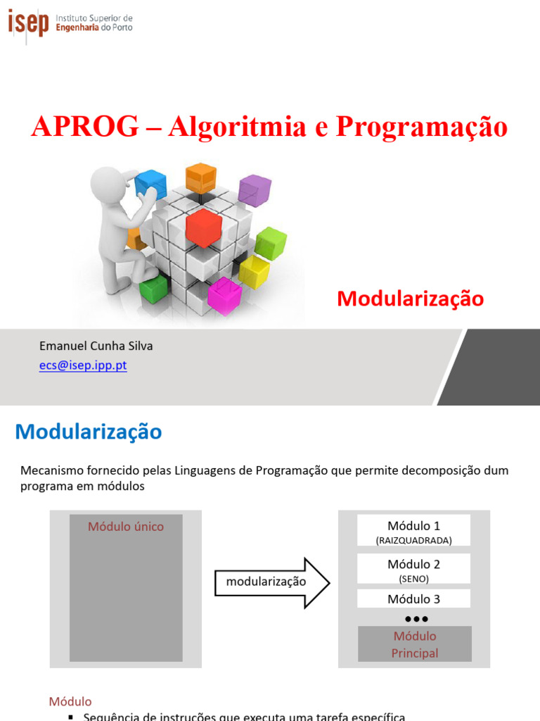 2 - Modularizacao | PDF | Método (programação de computadores) | Algoritmos