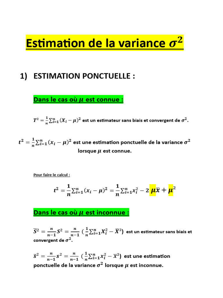 Estimation de la variance et intervalles | PDF