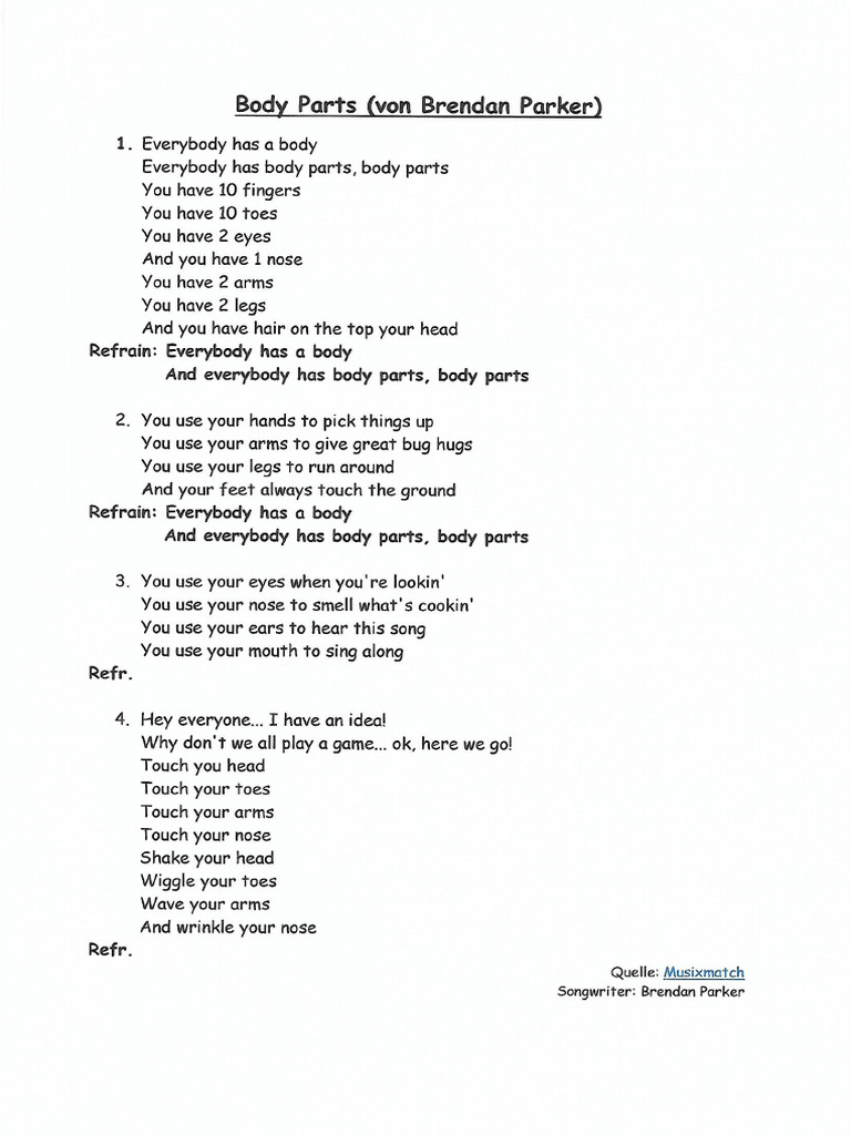 Body Parts Song v. Brendan Parker | PDF