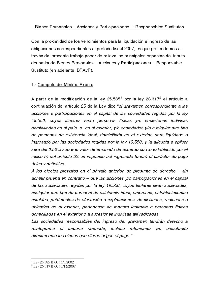Bs Pers - Acciones y Particip - Resp Sustitutos | PDF | Impuestos ...