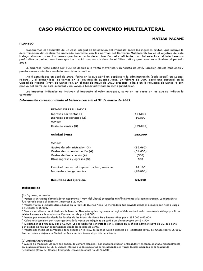 Convenio Multilateral-Caso Practico | PDF | Contabilidad | Buenos Aires
