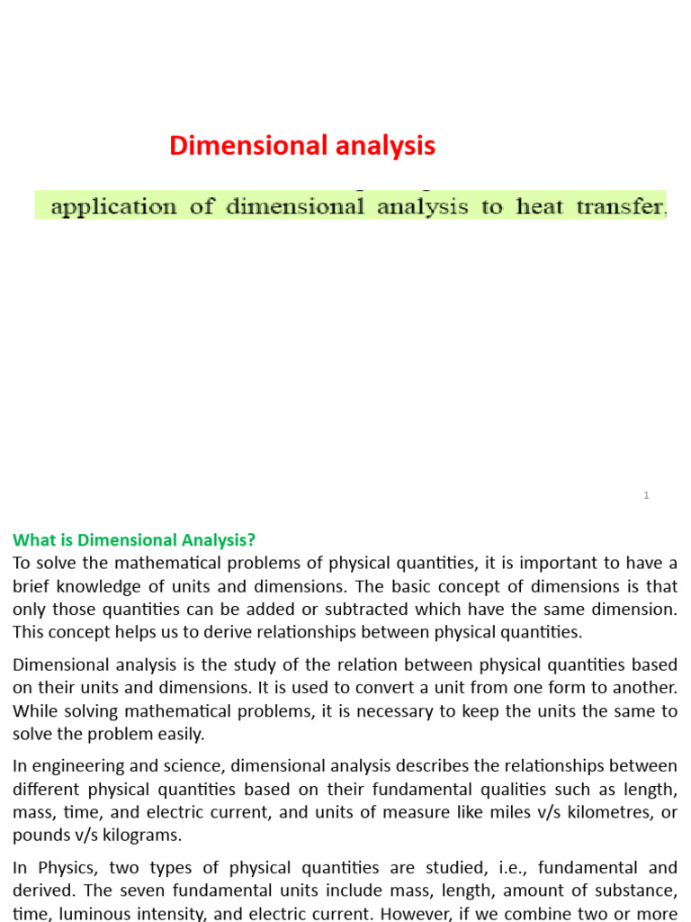 Dimensional Analysis | PDF | Applied And Interdisciplinary Physics ...