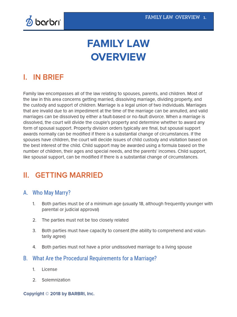 Family Law Overview | PDF | Alimony | Contact (Law)