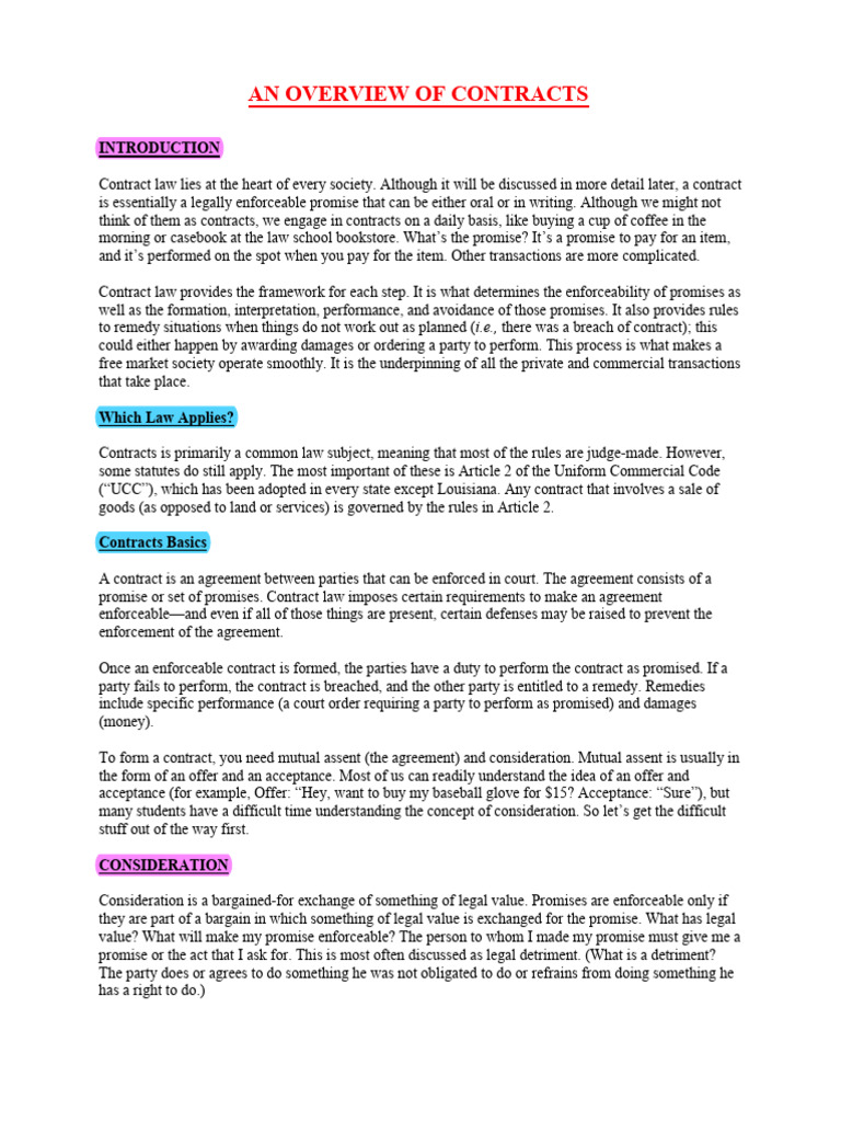 Contracts | PDF | Consideration | Offer And Acceptance