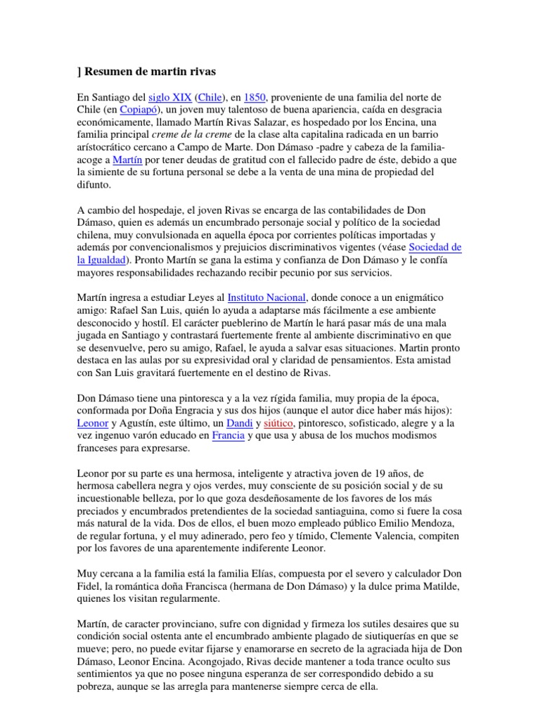 Resumen de Martin Rivas | PDF