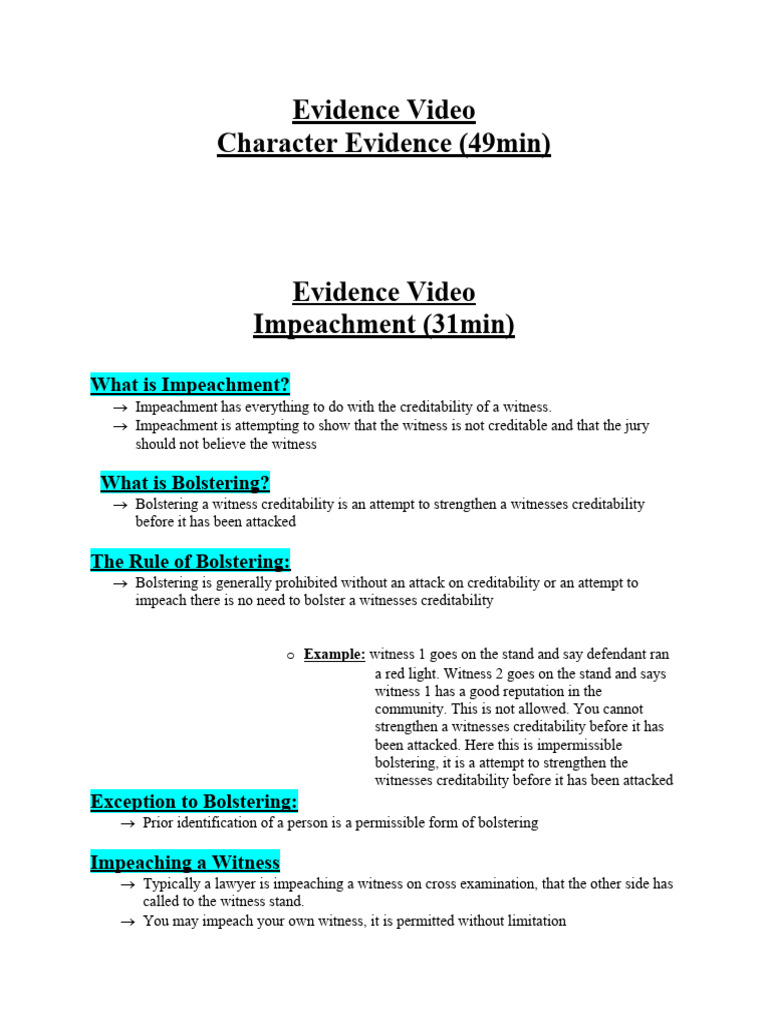 Evidence Video | PDF | Witness Impeachment | Witness