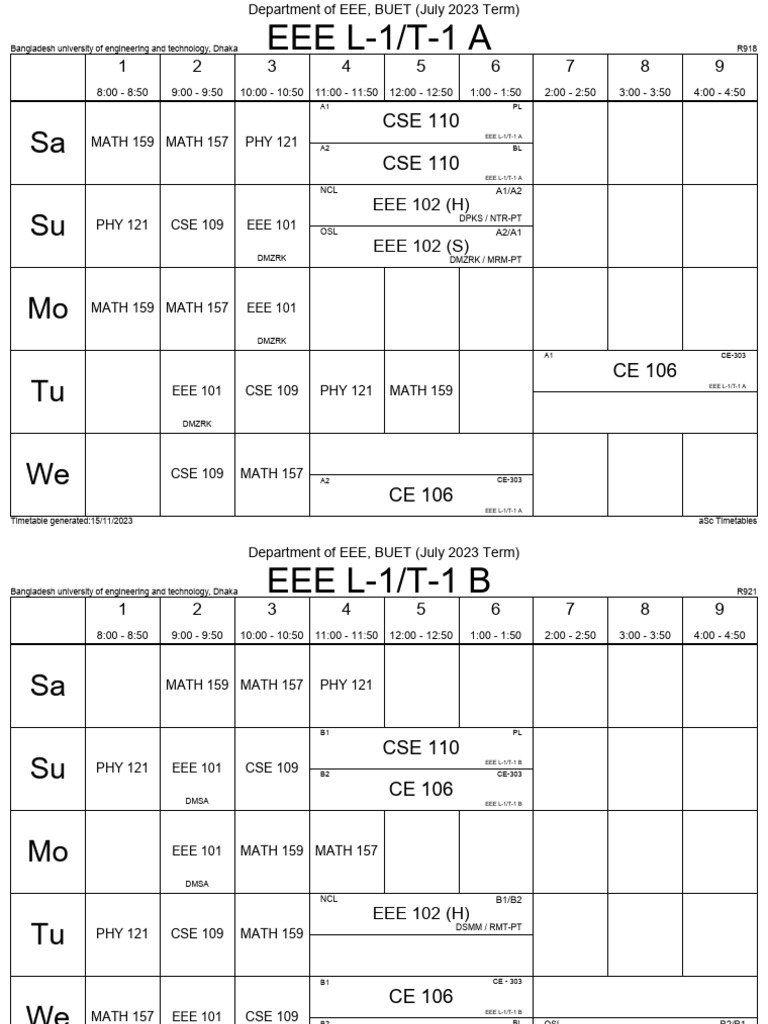 EEE Routine July2023 Class | PDF