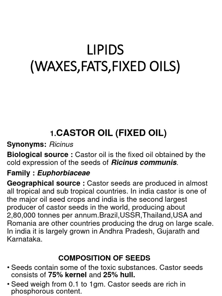 Lipids (Waxes, Fats, Fixed Oils) | PDF