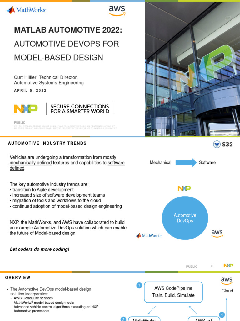 Automotive Devops For Model Based Design With Aws NXP and Mathworks | PDF