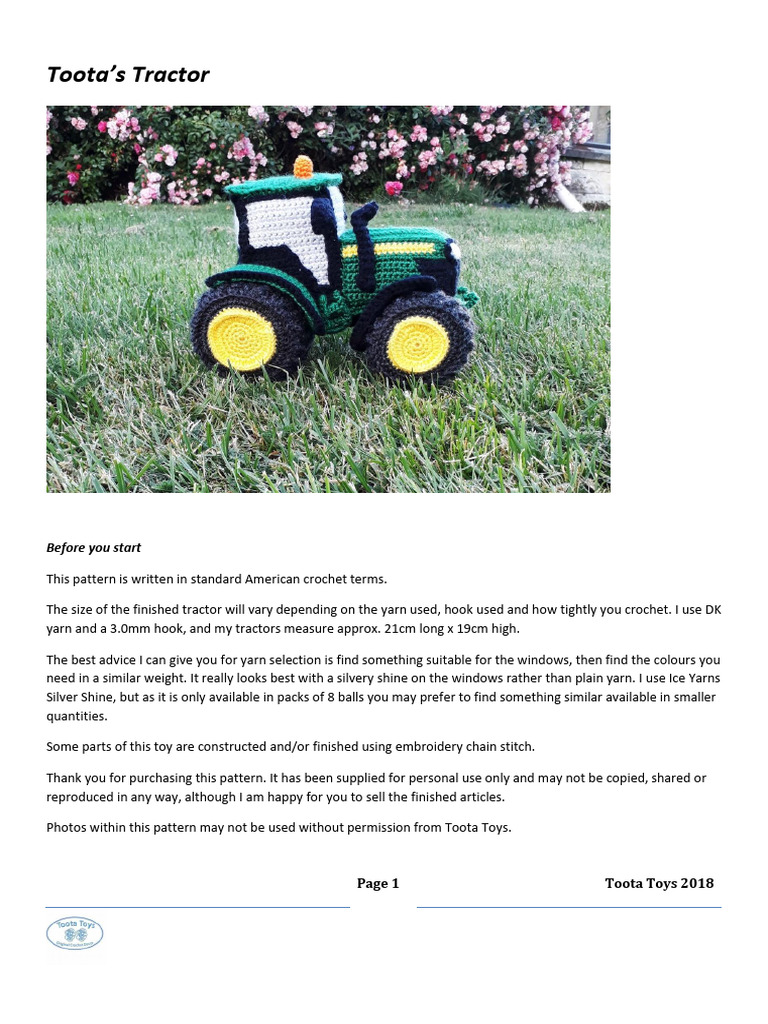 Toota's Tractor: Before You Start | PDF | Crochet | Yarn