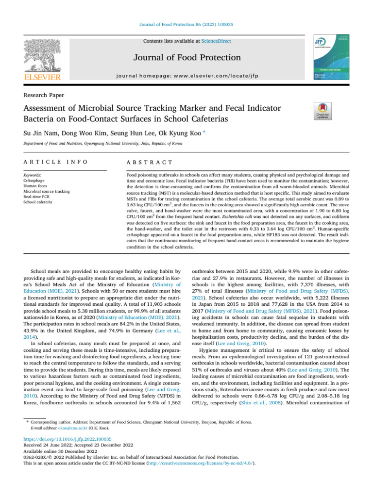 Assessment Of Microbial Source Traking Marker And Fecal Indicator