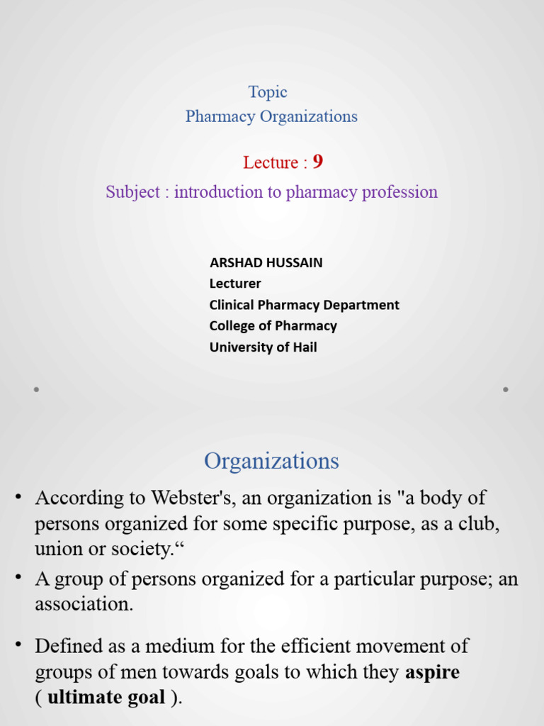 Lecture-9 CLNP 221 Pharmacy Organisation | PDF | Pharmacy | Pharmacist Lecture-9 CLNP 221 Pharmacy Organisation | PDF | Pharmacy | Pharmacist