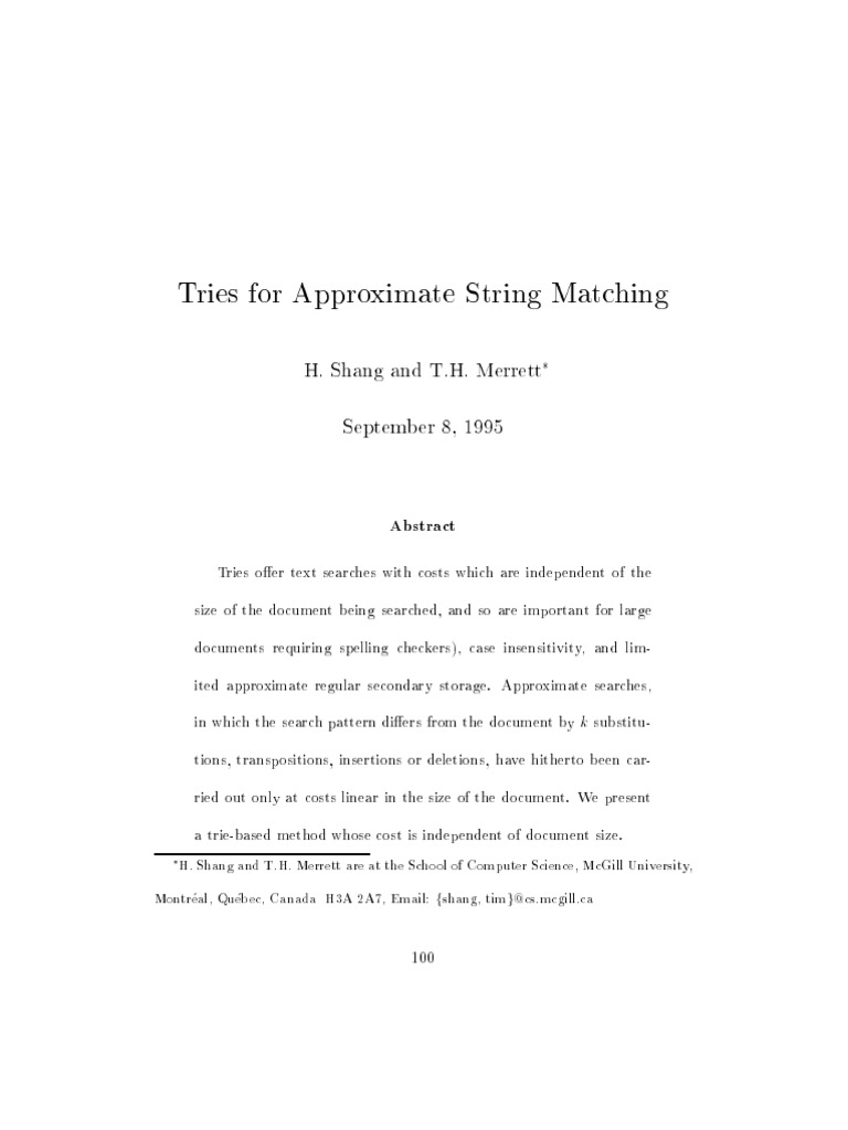 Shang Tries For Approximate String Matching | PDF | Regular Expression | String (Computer Science)