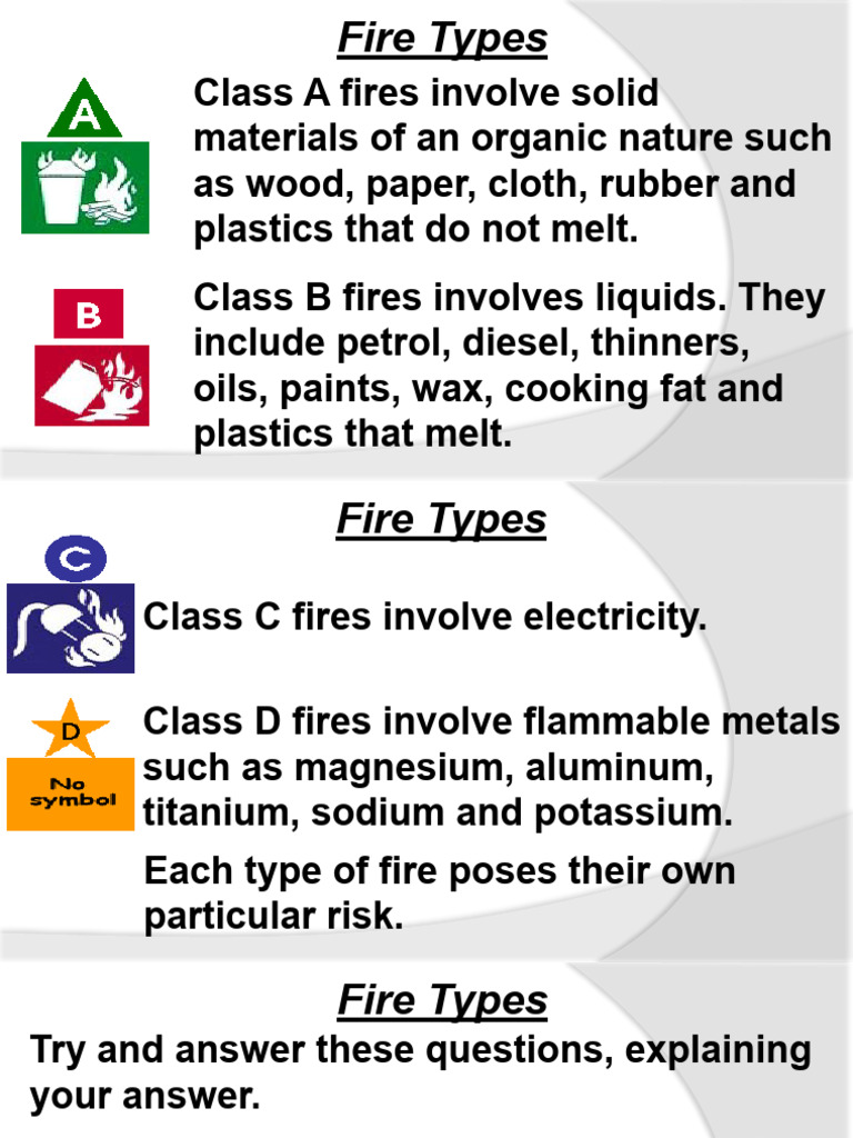Types of Fires | PDF | Hazards | Chemical Processes