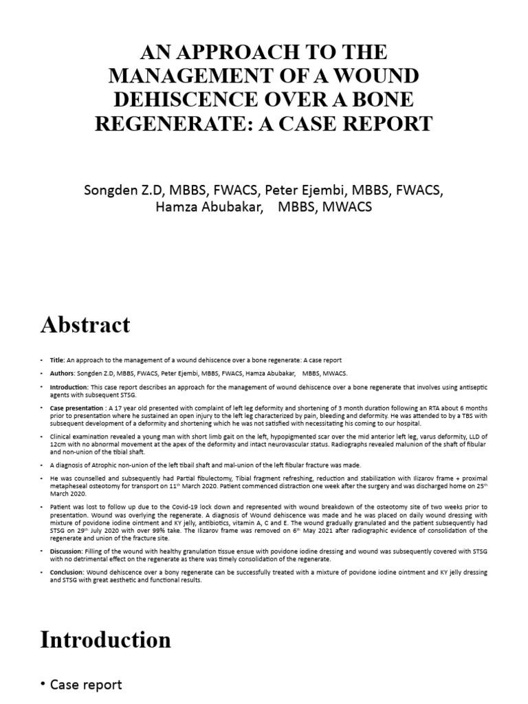 Wound Dehiscence Management in Bone Regeneration | PDF | Wound | Medicine