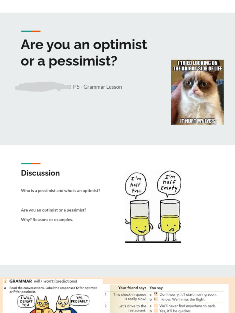 Optimism vs Pessimism in English Grammar | PDF | Cognitive Science ...