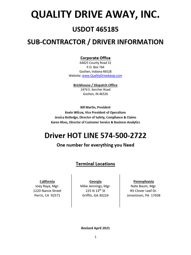 QDA Driver Guide 2021 | PDF | Vehicles | Transport